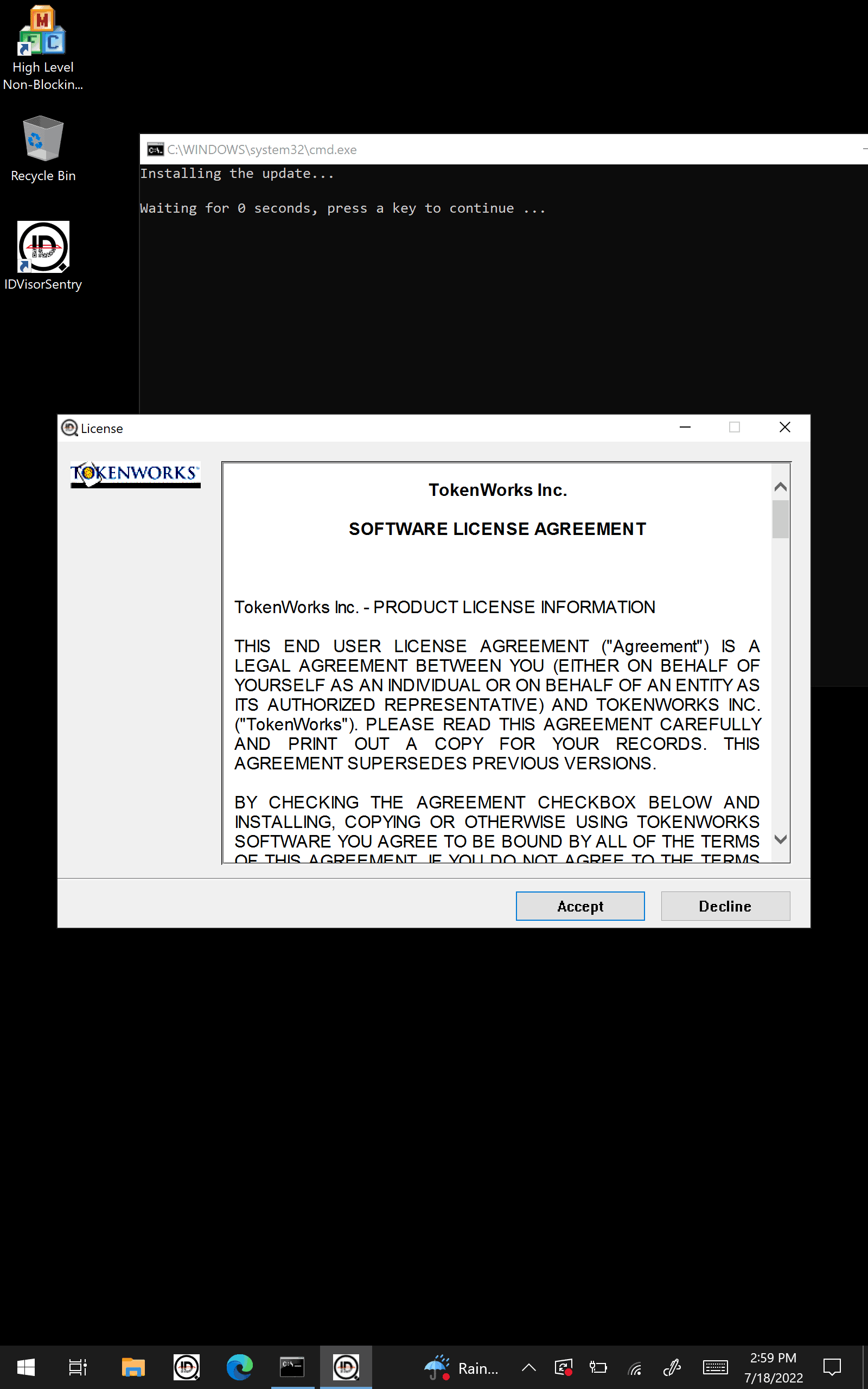 How to Update IDVisor Sentry Software - Tokenworks Support